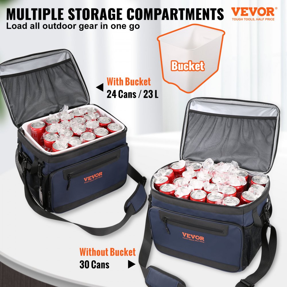 VEVOR Hardbody Cooler Bag, 30 Cans 600D Oxford Fabric Insulated Cooler ...