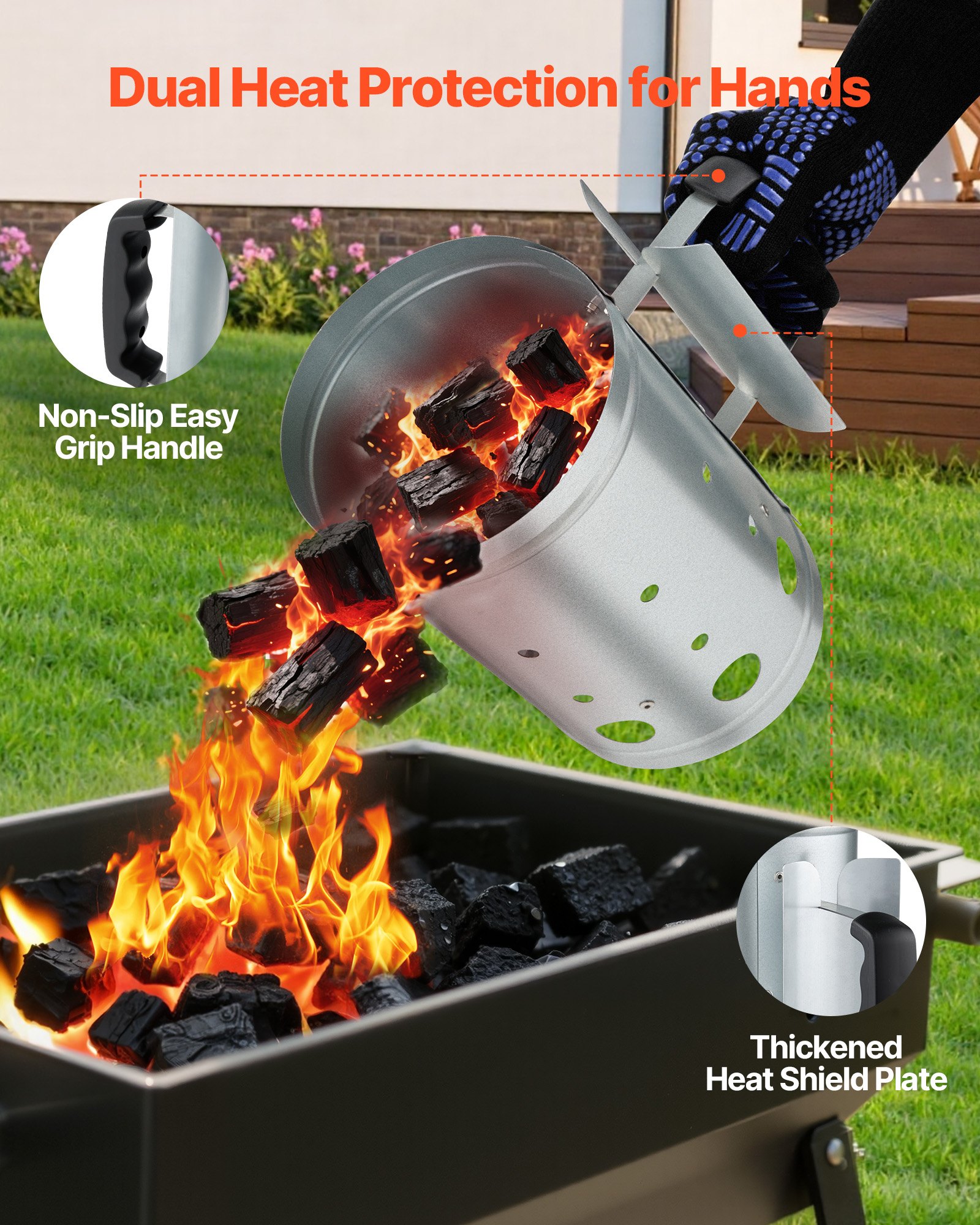 VEVOR Barbecue Charcoal Chimney Starter – 4 lbs Steel