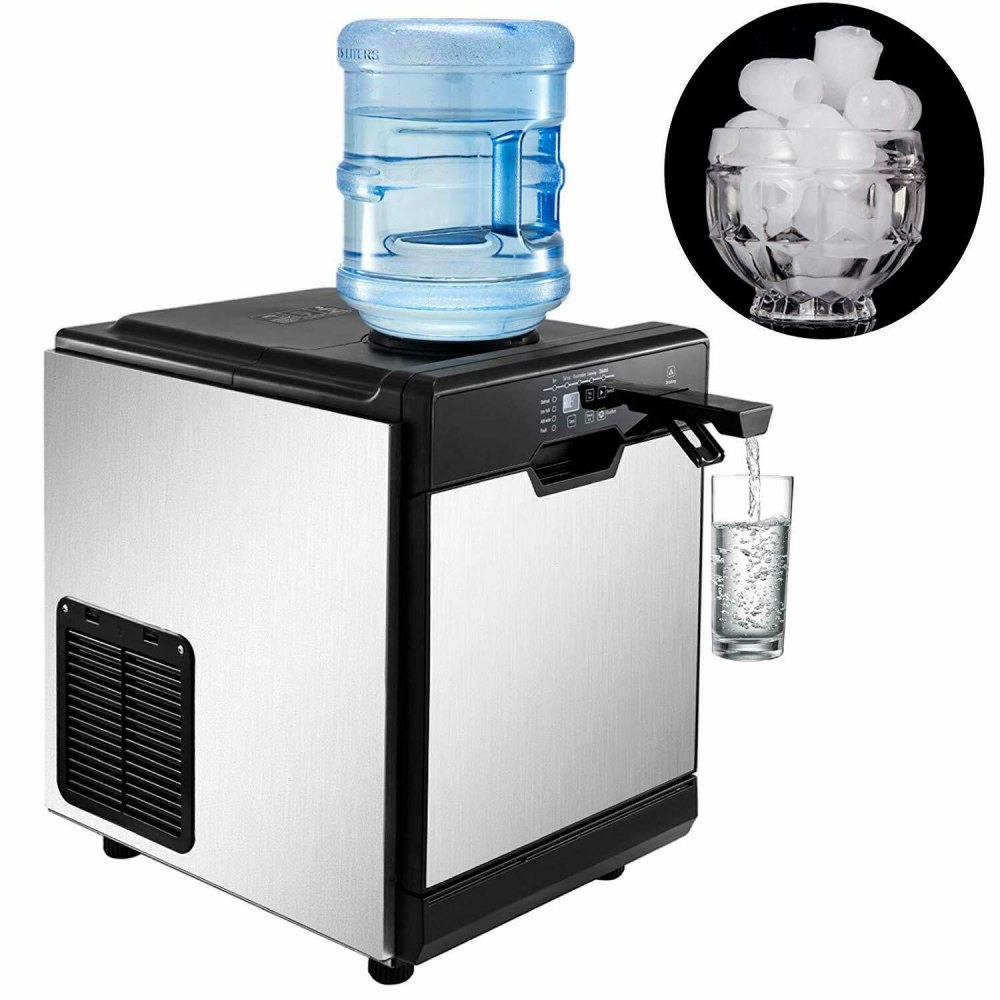 35kg/24h Ice Maker With Cool Water Dispenser Touch Panel Auto Bullet ...
