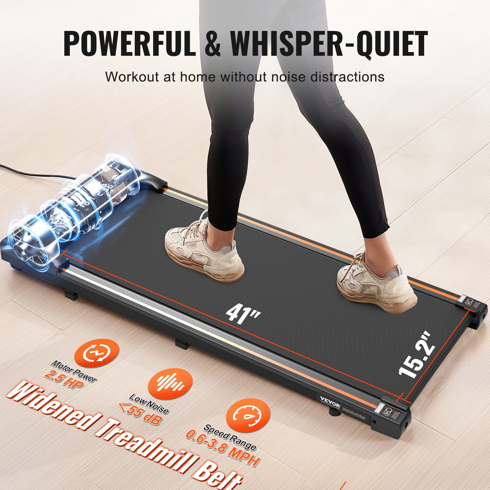 VEVOR Walking Pad Under Desk Treadmill for Home Office Working Walking ...