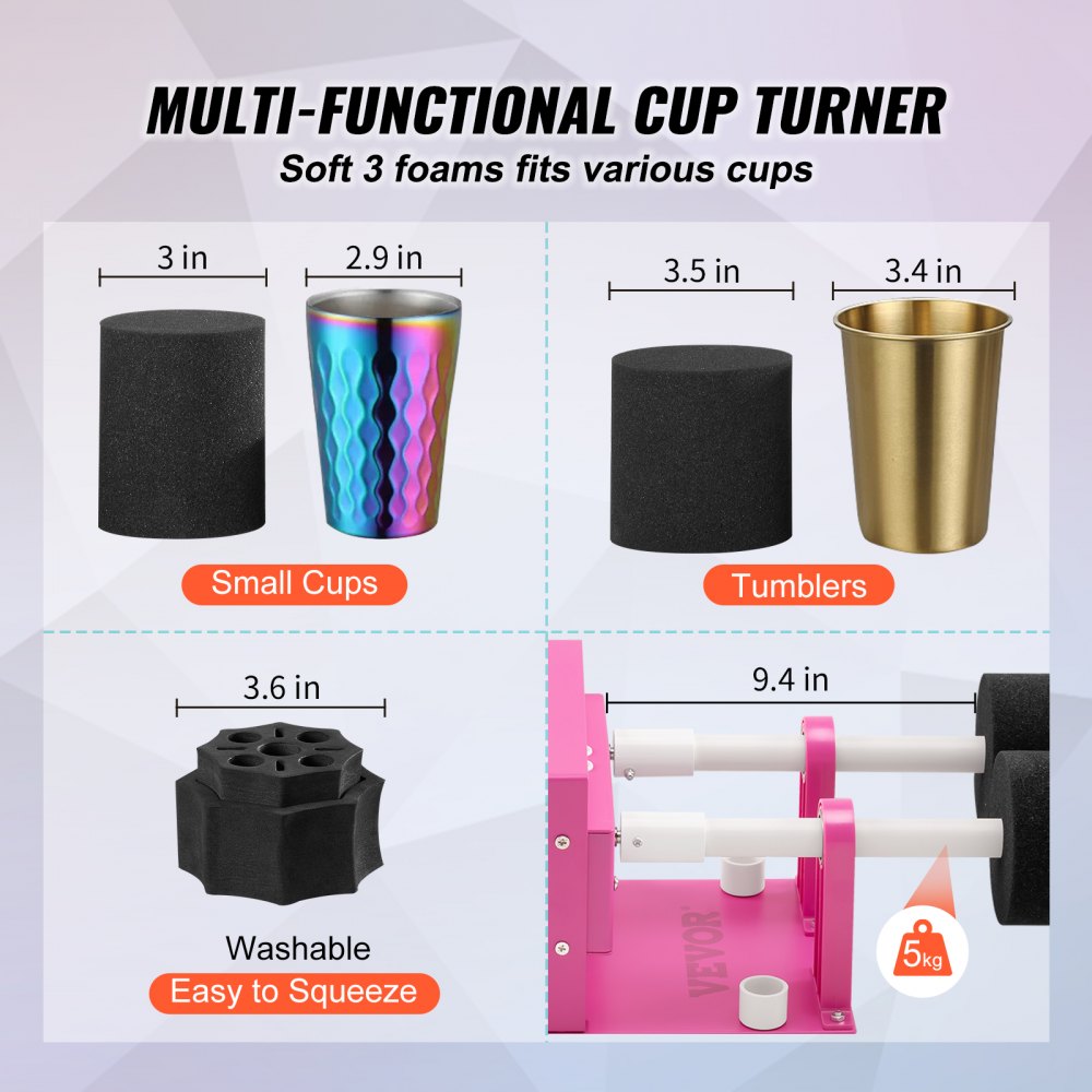 VEVOR 4 Cup Turner for Crafts Tumbler, Multiple Tumbler Turner DIY ...