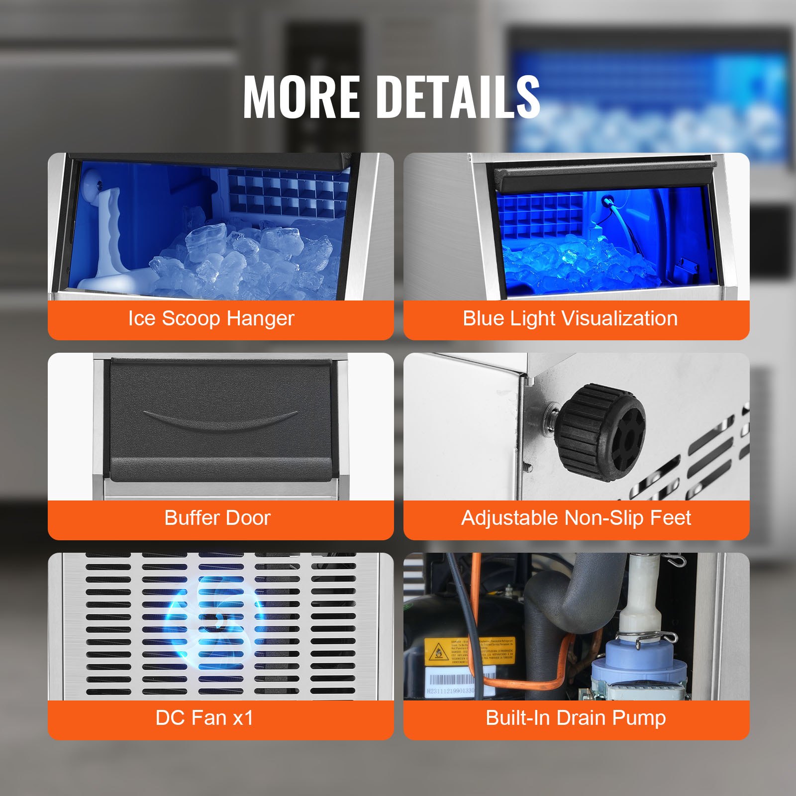 VEVOR 110V Commercial Ice Maker Machine 90-100LBS/24H with 33LBS Bin ...
