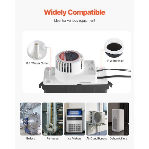 Condensate Removal Pump Automatic Condensate Pump 1/50 HP 65GPH 15 ft ...