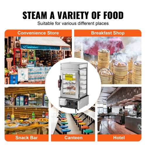 VEVOR Commercial Food Warmer Display 5-Tier Food Steamer Buns Warmer ...