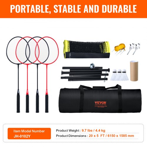 VEVOR Badminton Net Set, Outdoor Backyard Beach Park Badminton Net ...