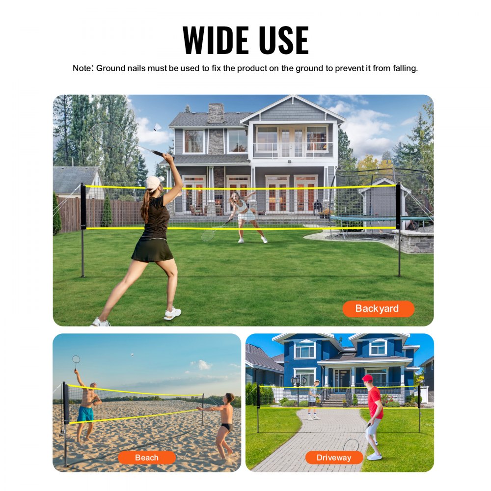 VEVOR Badminton Net Set, Outdoor Backyard Beach Park Badminton Net ...