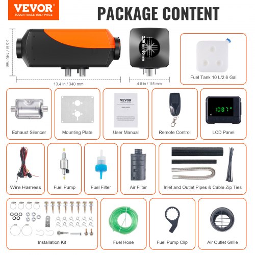 VEVOR Diesel Air Heater 12V 2KW LCD Display Remote Control for Car Bus ...