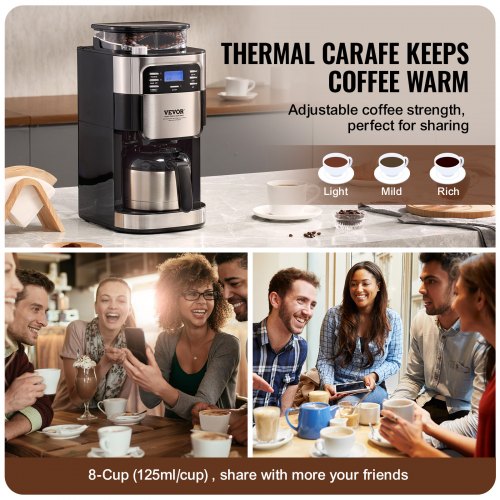 VEVOR 8-Cup Coffee Maker Drip Coffee Machine with 24-Hour Timer for ...