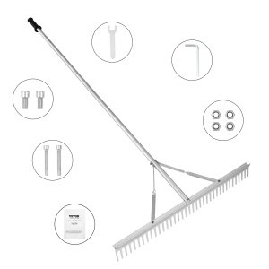 VEVOR Landscape Rake 36 Head Aluminum Landscape Rake 75 Adjustable Handle VEVOR AU