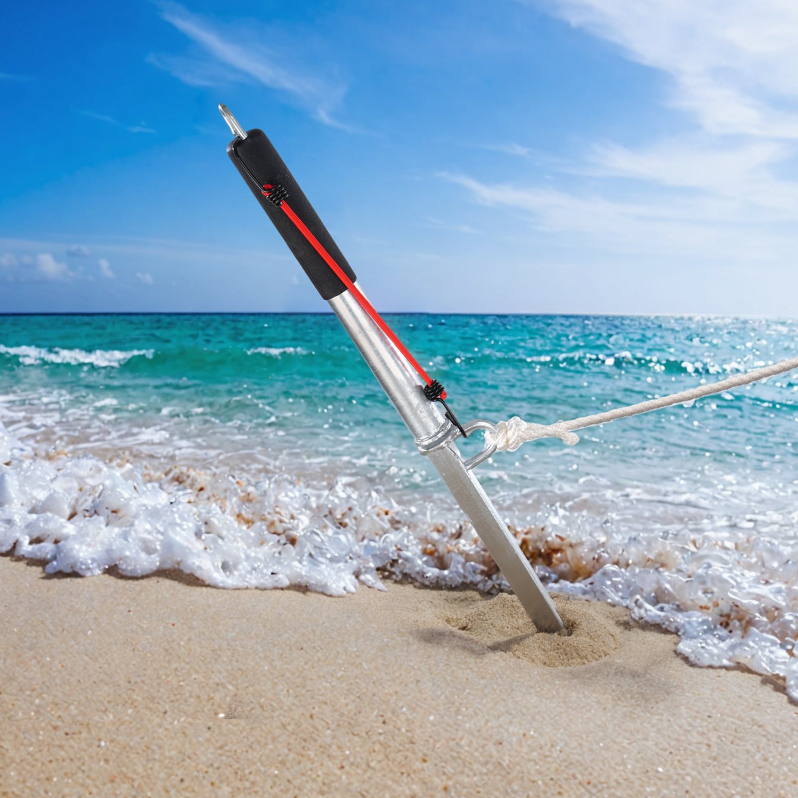 VEVOR Sand Spike Boat Anchor Pole, 36" Galvanized Carbon Steel Slide ...