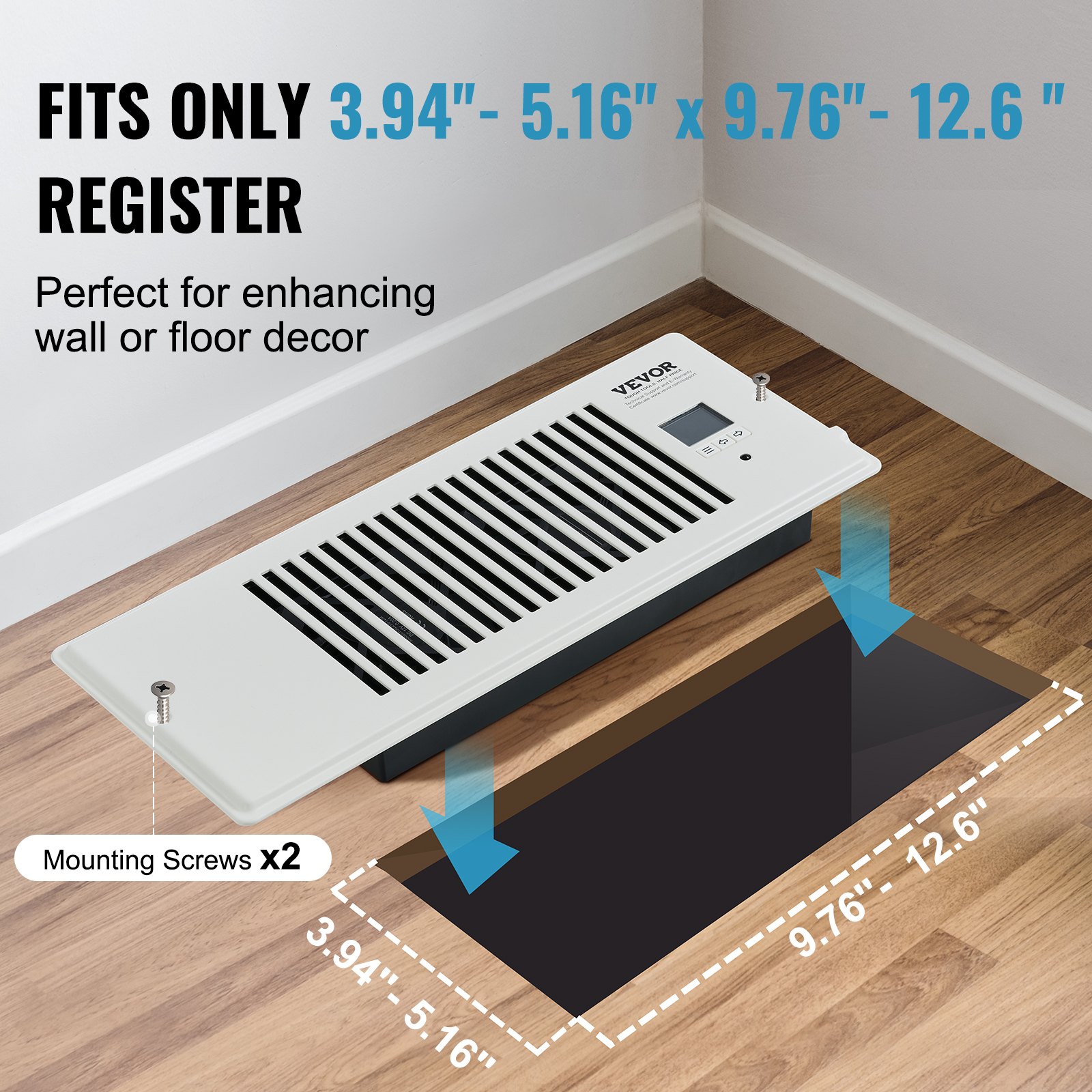 VEVOR Register Booster Fan, Quiet Vent Booster Fan Fits 4” x 12 ...