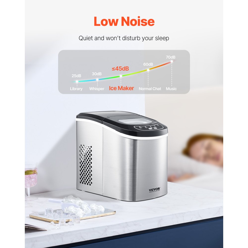 VEVOR Self Cleaning Countertop Ice Maker – Quiet & Fast Ice