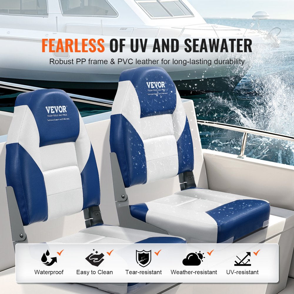 VEVOR Boat Seats, 21.85" High Back Boat Seat, Folding Boat Chair with ...