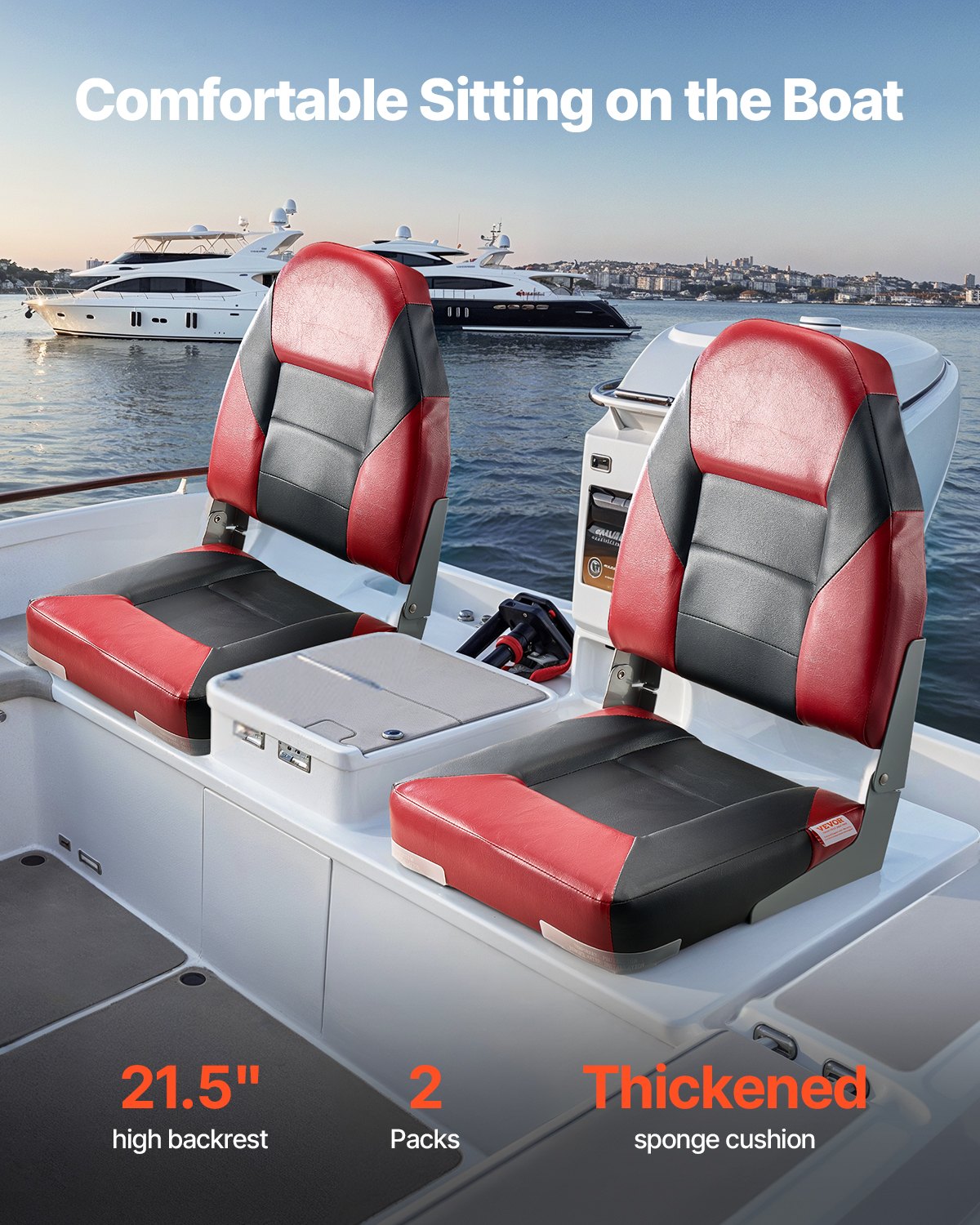 VEVOR Boat Seat, High Backrest, Folding Fishing Boat Seat with ...