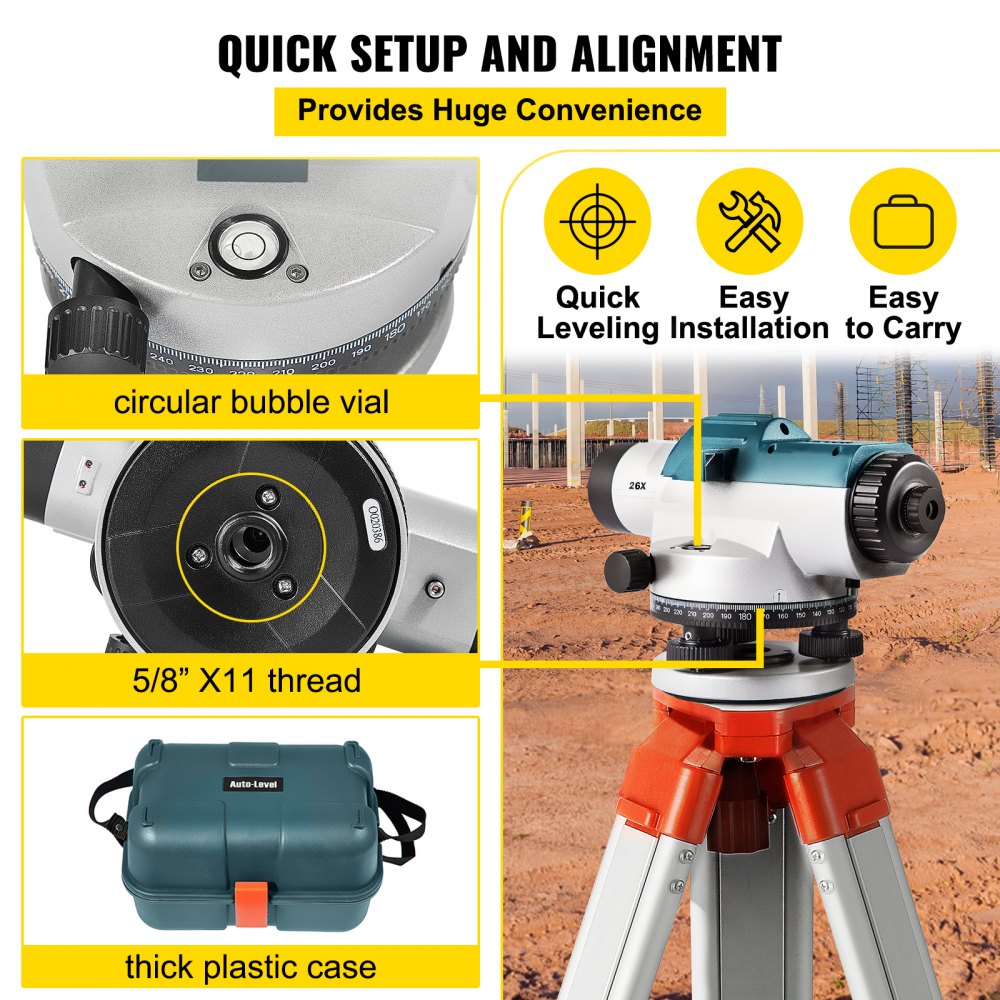 VEVOR Automatic Optical Level 26X Optical Level Kit Waterproof w ...