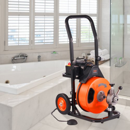 VEVOR Drain Cleaner Machine 75 FT X 1/2 Inch, Sewer Snake Machine Auto ...