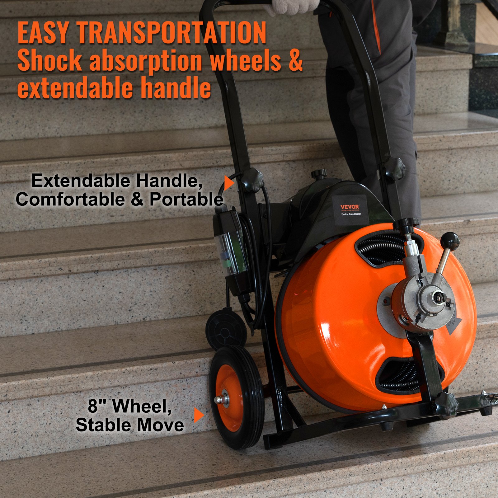 VEVOR Drain Cleaner Machine 50 FT X 3/8 Inch, Sewer Snake Machine Auto ...