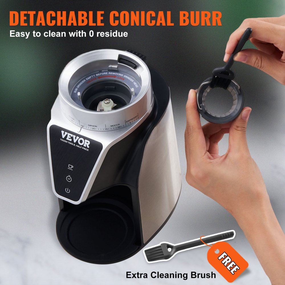 VEVOR Conical Burr Grinder, Electric Adjustable Burr Mill with 51 ...