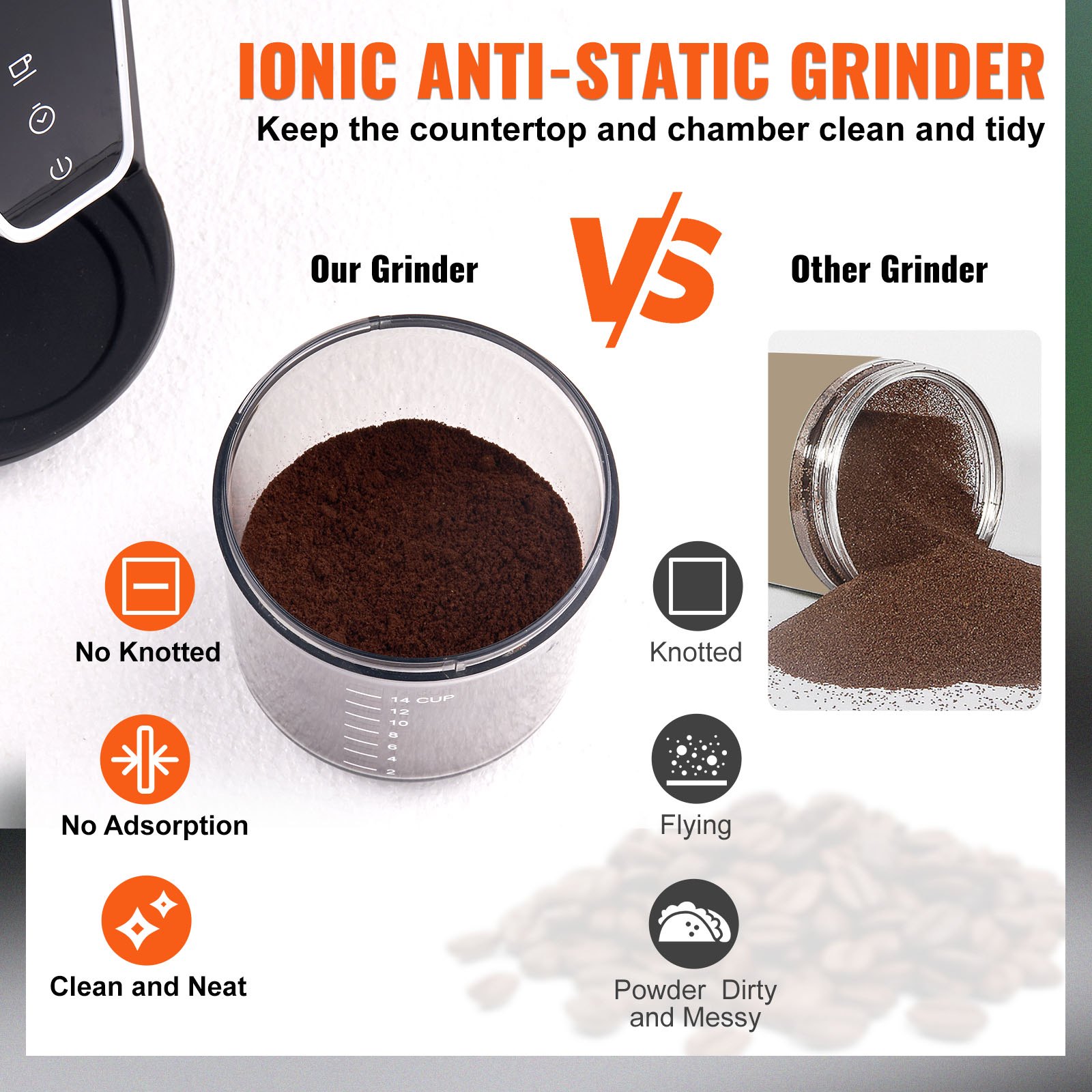 VEVOR Conical Burr Grinder, Electric Adjustable Burr Mill with 51 ...