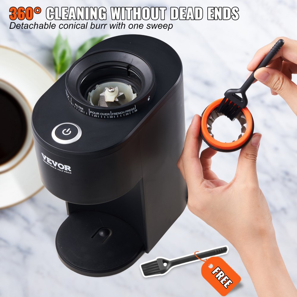 VEVOR Conical Burr Grinder, Electric Adjustable Burr Mill with 35 ...