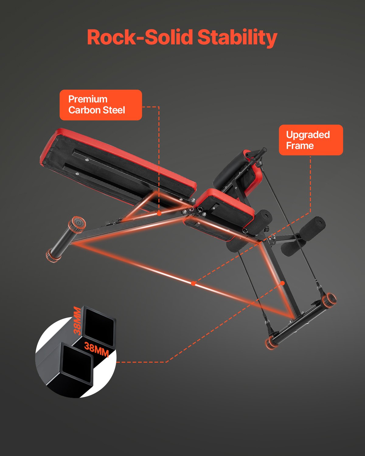 VEVOR Home Gym Workout Bench — Adjustable Foldable Strength