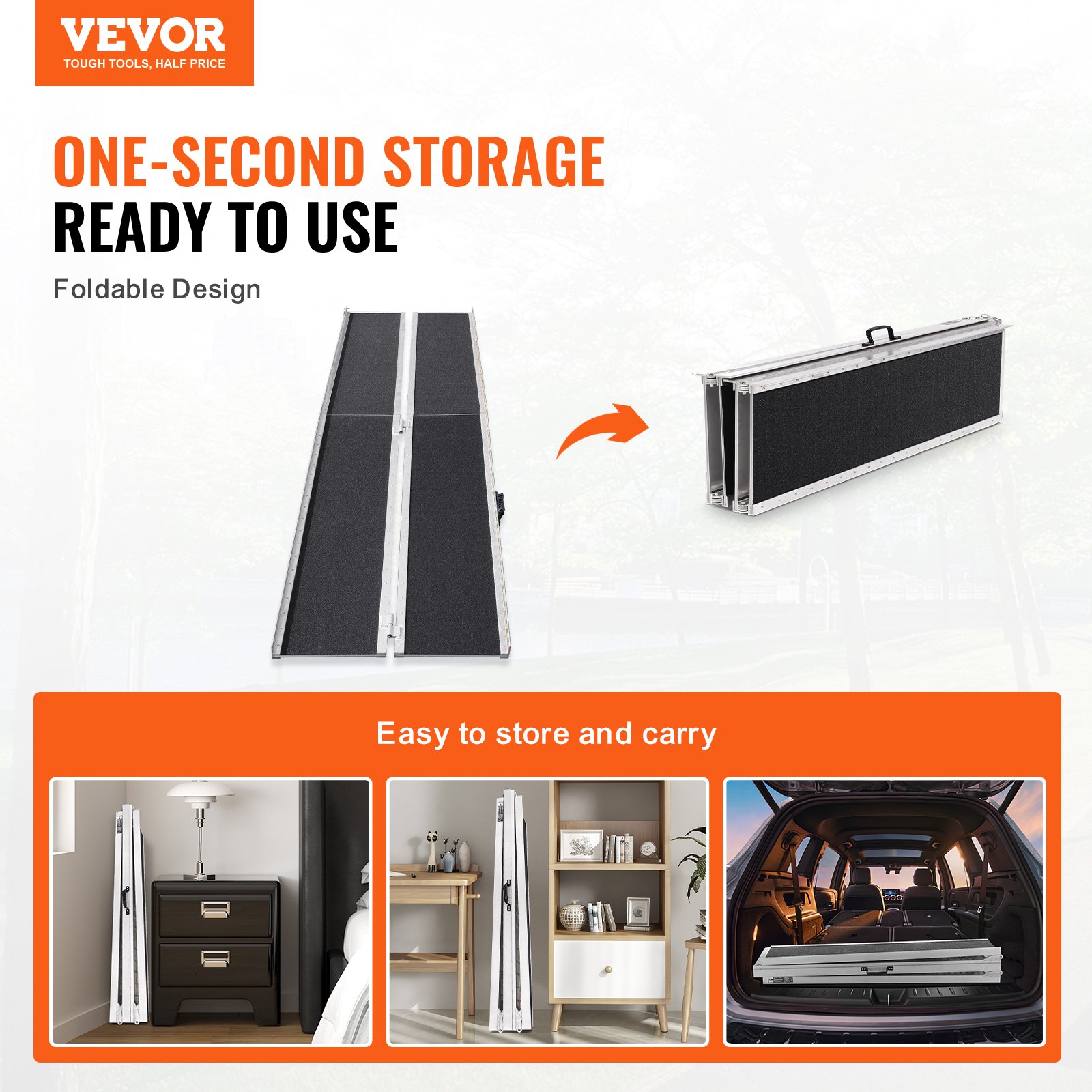 VEVOR Portable Wheelchair Ramp, 10 ft 800 lbs Capacity, Non-Slip ...