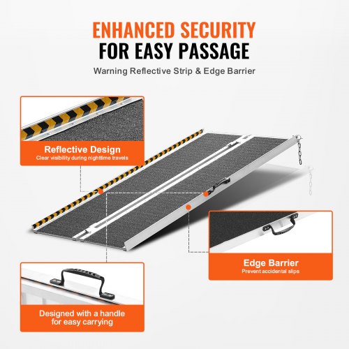 VEVOR Portable Wheelchair Ramp, 5 ft 800 lbs Capacity, Non-Slip ...