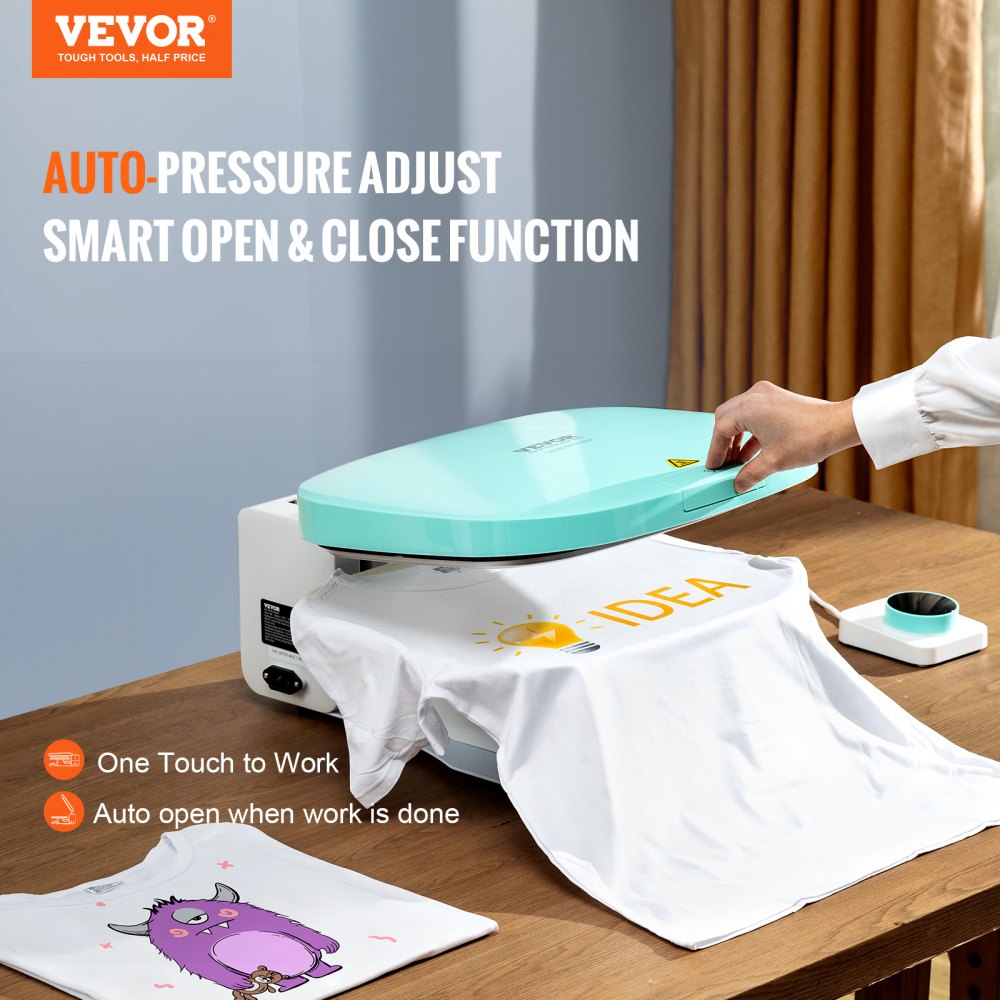 VEVOR Auto Heat Press, Smart Heat Press Machine for T-Shirts, Knob ...