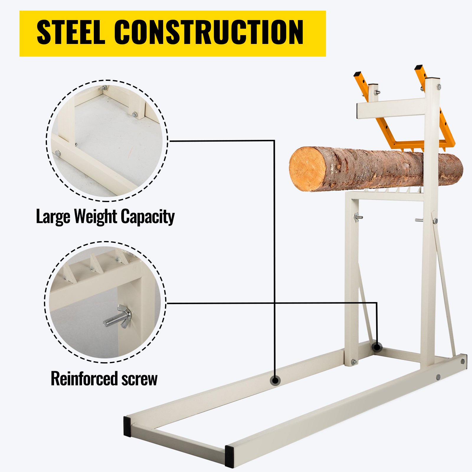 VEVOR Logging Saw Horse Durable Steel Log Sawhorse, Foldable Log ...