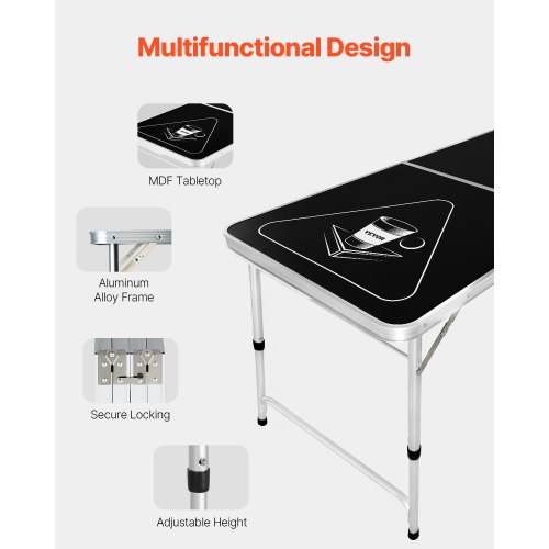 8' Portable Beer Pong Folding Tailgate Table Party Drinking Game ...