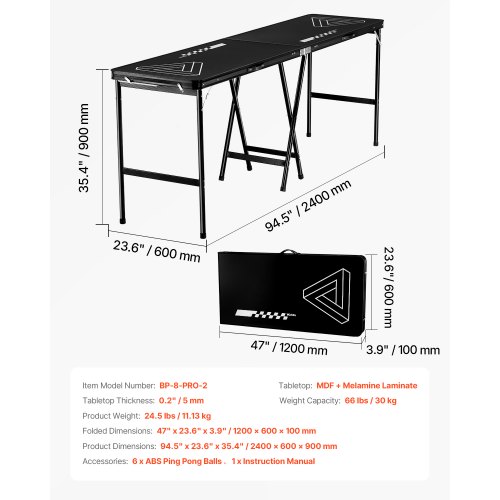 8' Portable Beer Pong Folding Tailgate Table Party Drinking Game ...