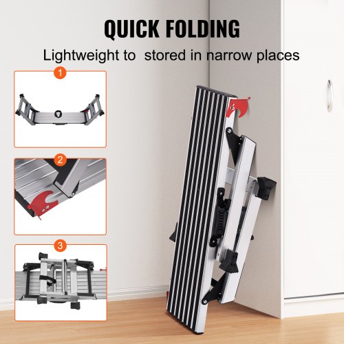 VEVOR Folding Work Platform, 660 lbs Load Capacity, Aluminum Drywall ...