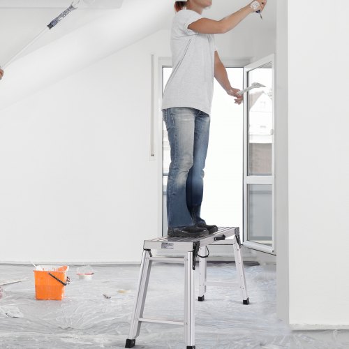 VEVOR Folding Work Platform, 330 lbs Load Capacity, Aluminum Drywall ...