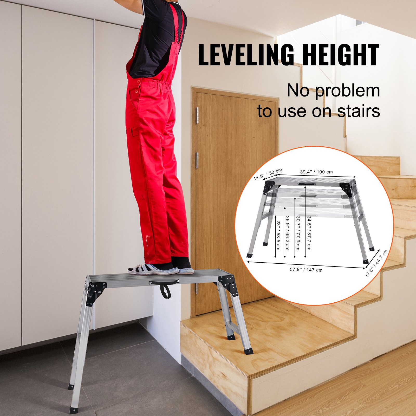 VEVOR 330 lbs Work Platform, 23-34.5 inch Height Adjustable Folding ...