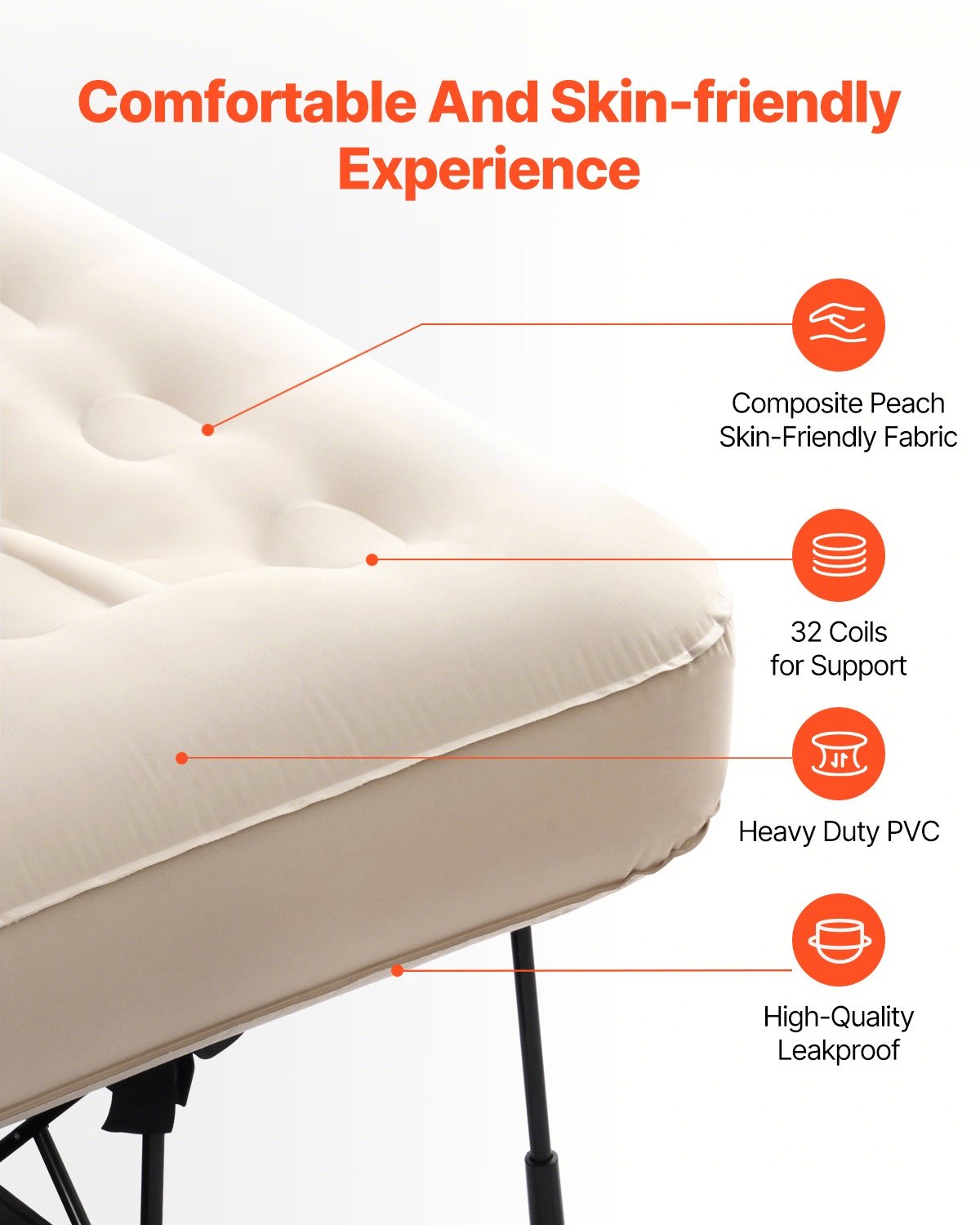 VEVOR Air Mattress with Frame, Inflatable 1 Person Camping Cot with ...