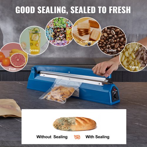 VEVOR Impulse Sealer 16 inch, Manual Heat Seal Machine with Adjustable ...