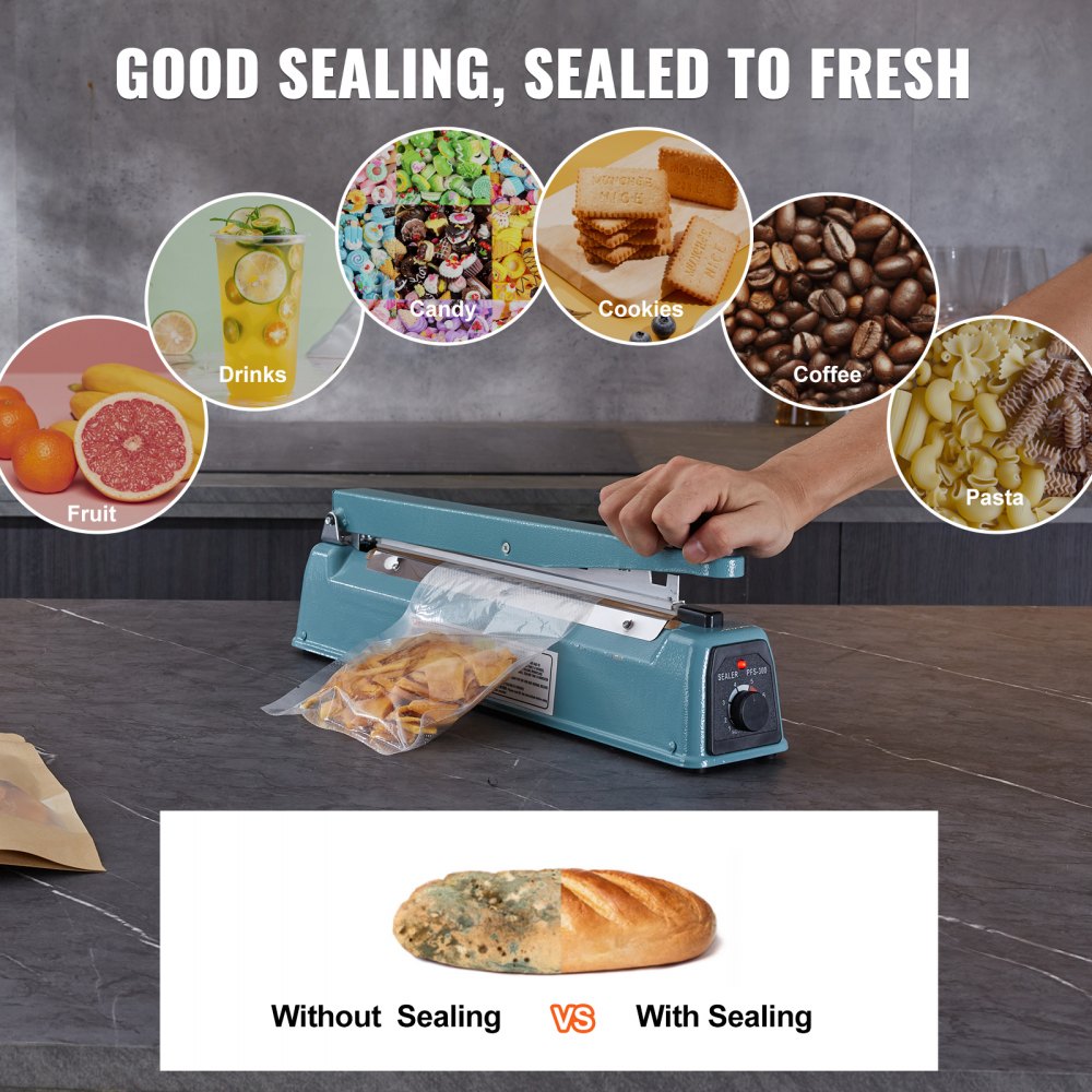 VEVOR Impulse Sealer 12 inch, Manual Heat Seal Machine with Adjustable ...