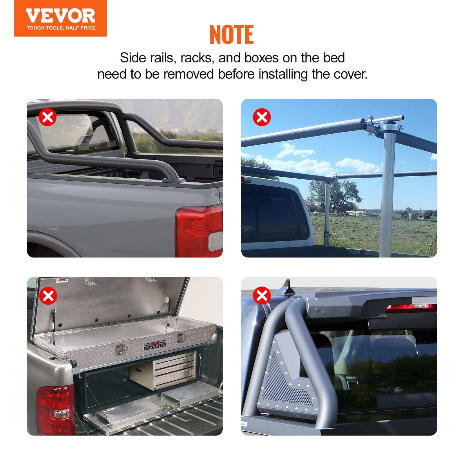 VEVOR Quad-Fold Tonneau Cover Truck Bed Cover for 2002-2024 Dodge Ram ...
