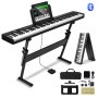 VEVOR 88 Key Folding Keyboard Piano Portable Foldable Bluetooth MIDI with Stand | VEVOR US
