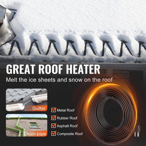 Self-Regulating Pipe Heating Cable 30FT 5W/FT Heat Tape for Pipes Roof ...