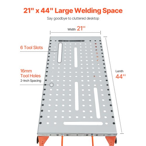 Welding Table 44" x 21" 500LBS Folding Workbench with 4-Level ...