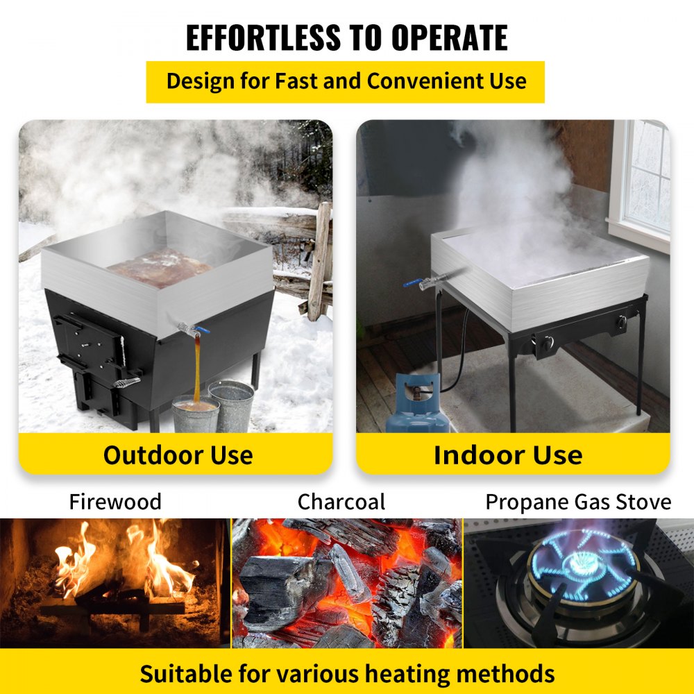 VEVOR Maple Syrup Evaporator Pan 24x24x7 Inch Stainless Steel Maple ...