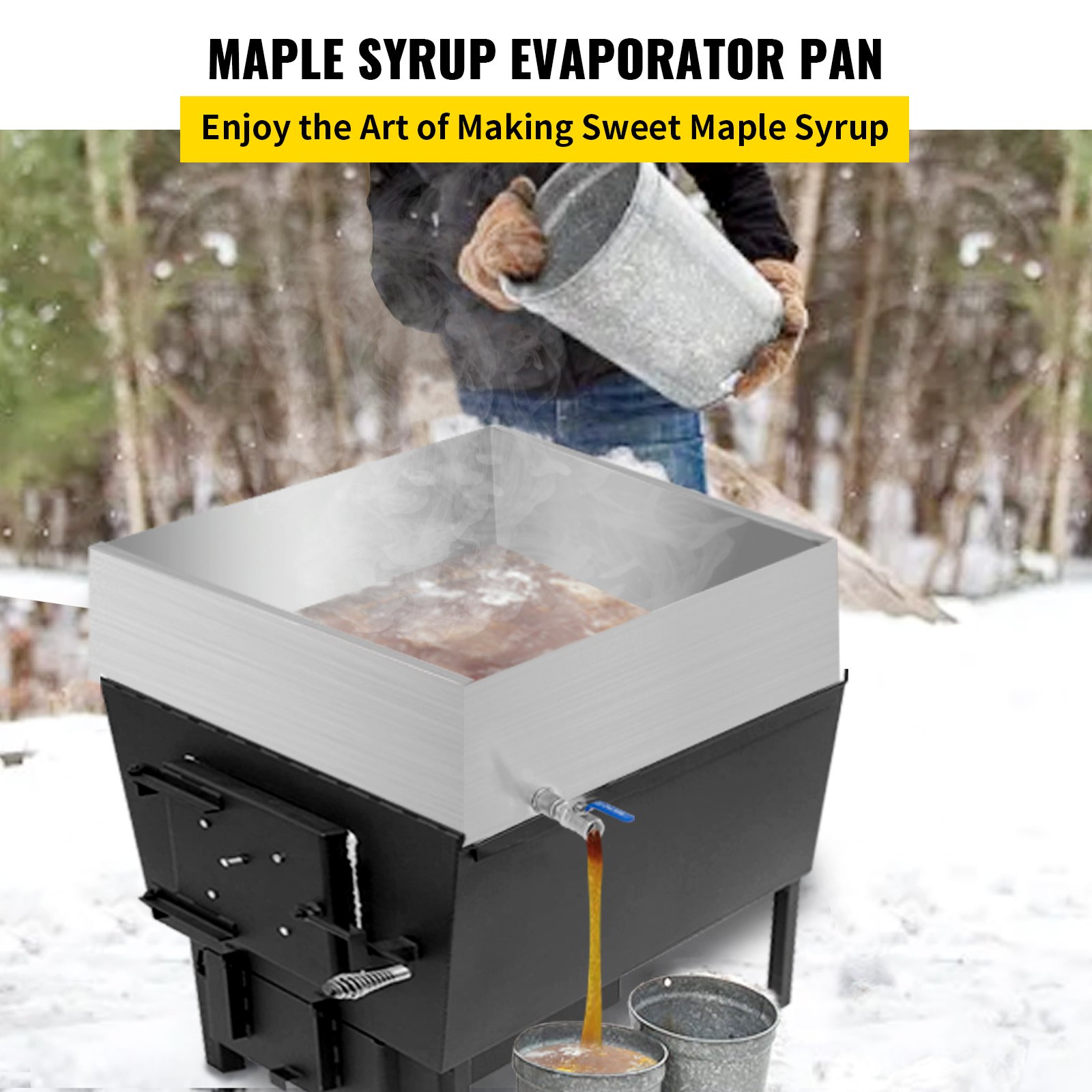 VEVOR Maple Syrup Evaporator Pan 24x24x7 Inch Stainless Steel Maple ...