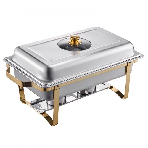 8 Qt 4 Pack Rectangle Chafing Dish Buffet Set Full Size Pan Stainless ...