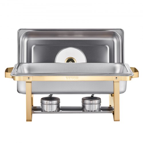 8 Qt 4 Pack Rectangle Chafing Dish Buffet Set Full Size Pan Stainless ...