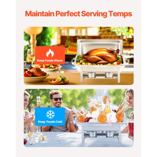 VEVOR Chafing Dish Buffet Set 4 Pieces Stainless Steel Food Warmer with ...