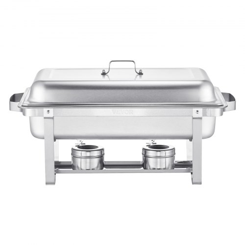 8 Qt 6 Pack Rectangle Chafing Dish Buffet Set Full Size Pan Stainless ...