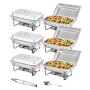 VEVOR Chafing Dish Buffet Set, 8 Qt 6 Pack, Stainless Chafer with 6 Full Size Pans, Rectangle ...