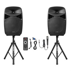 2 X 15 in Speakers Portable PA System 2000W Mixer Bluetooth Mic for DJ ...