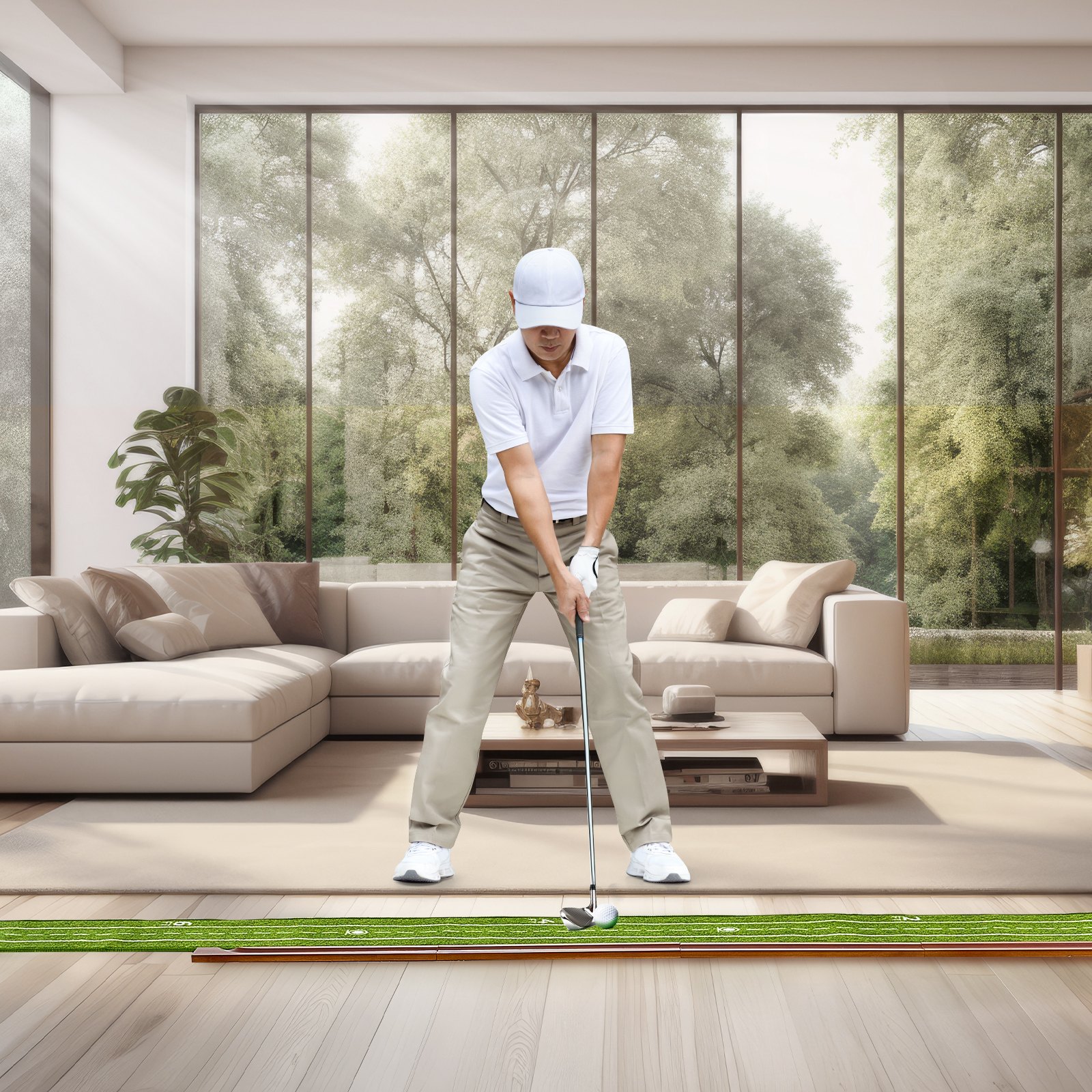 VEVOR Golf Putting Practice Mat – 1 Hole, Auto Ball Return